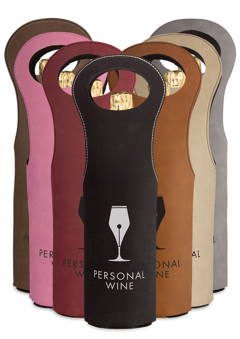 Personalized Leather Wine Tote Carrier | Custom Wine Bag